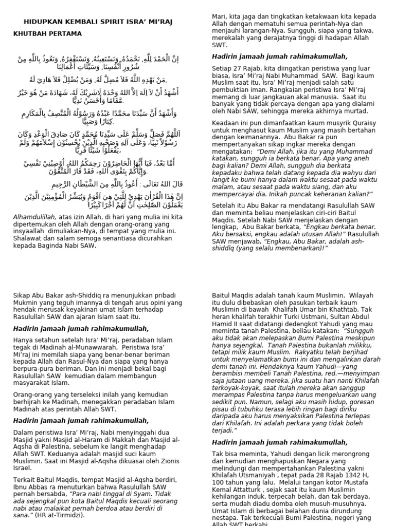 Hidupkan Kembali Spirit Isra Miraj | PDF