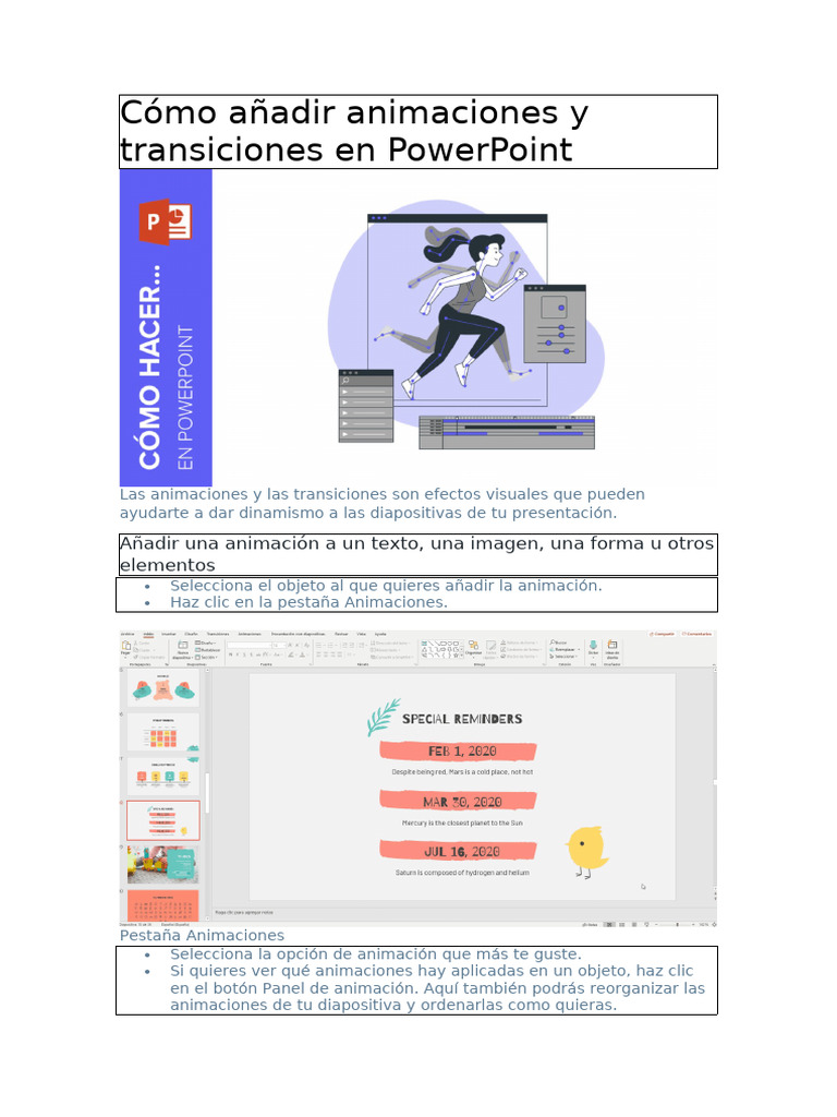 Cómo Añadir Animaciones y Transiciones en PowerPoint | PDF