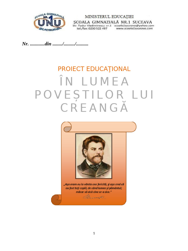 Proiect Ion Creanga | PDF