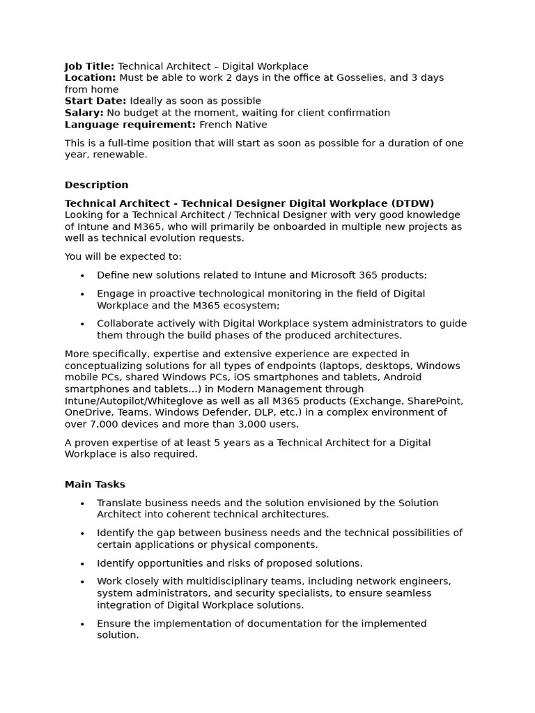 Digital Workplace Architect | PDF