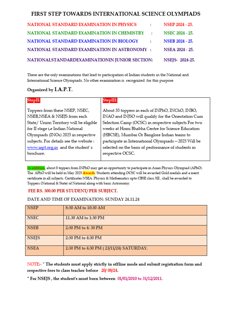 Iapt 2024-25 Class Viii To Xii | PDF