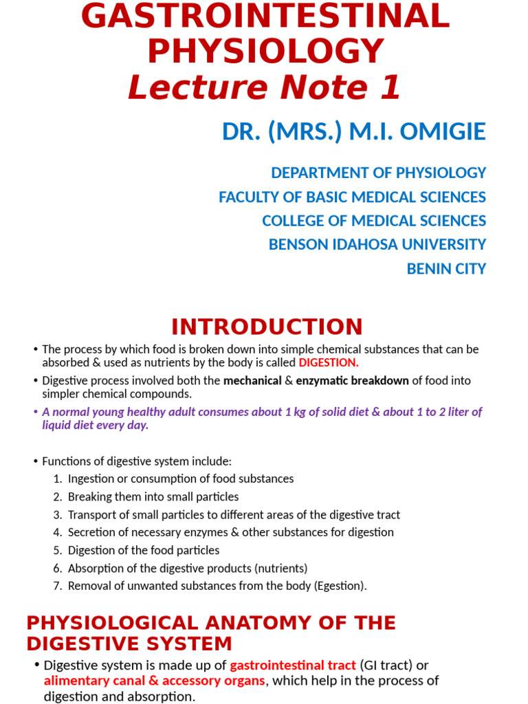 Gastrointestinal Physiology | PDF