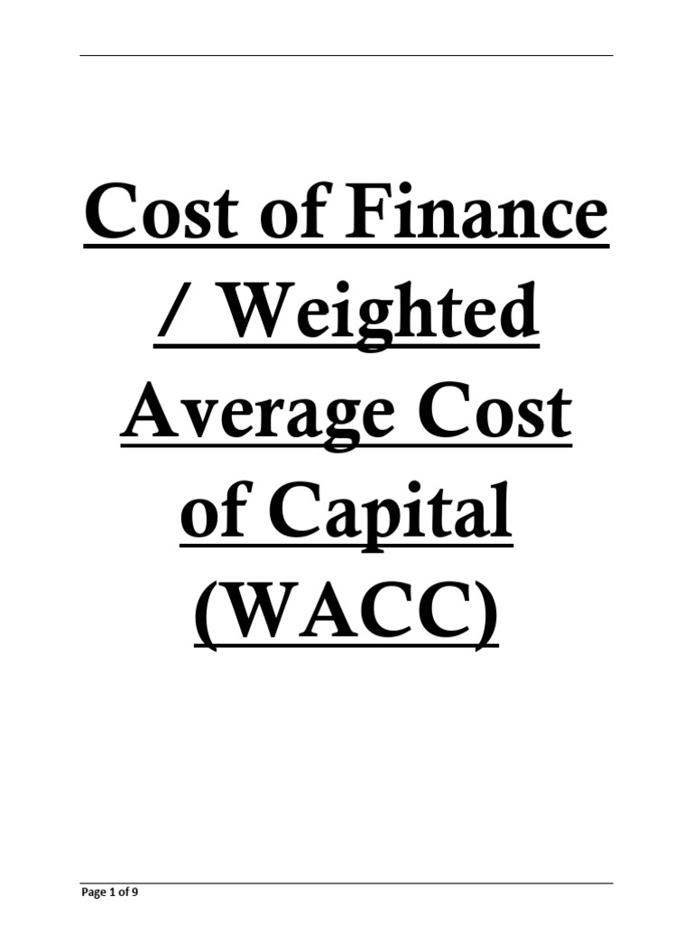 Weighted Average Cost of Capital - WACC | PDF