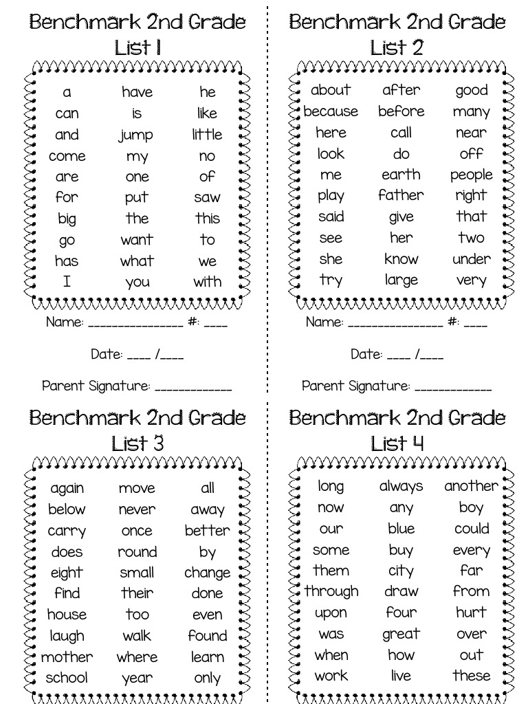 2nd Grade Vocabulary Benchmark Lists | PDF