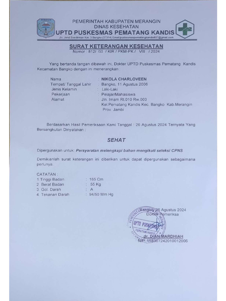 Surat Sehat | PDF