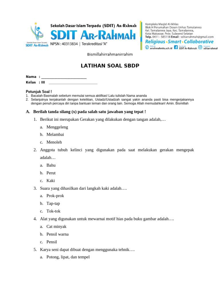 Latihan Soal SBDP | PDF
