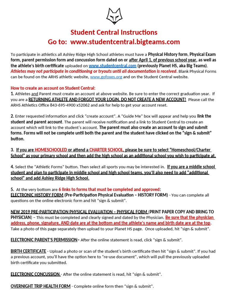 Student Central Instructions 20241 | PDF