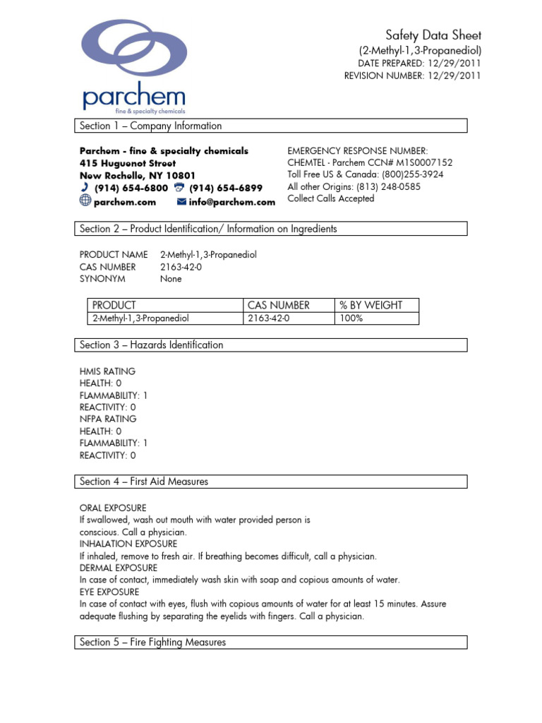 2-Methyl-1,3-Propanediol Msds | PDF