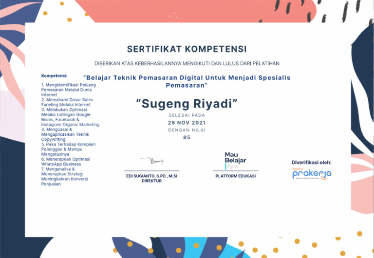 Sertificate - Sugeng Riyadi | PDF