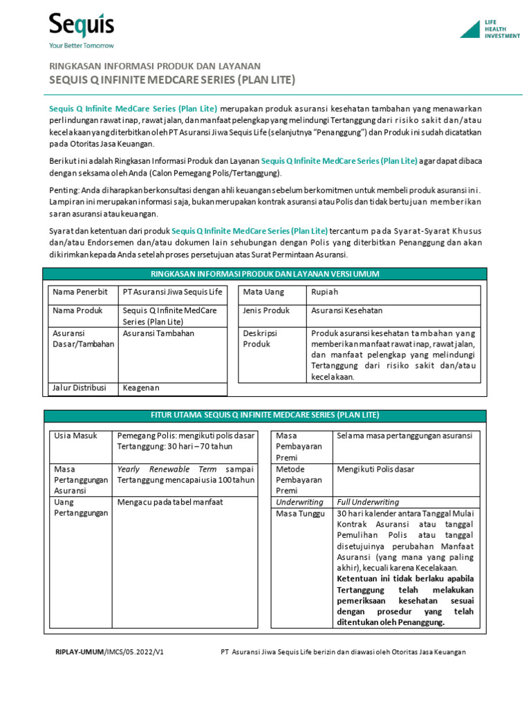 RIPLAY Umum_Sequis Q Infinite MedCare Series v1.1 | PDF