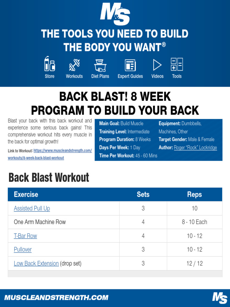 Back Blast 8 Week Program To Build Your Back | PDF