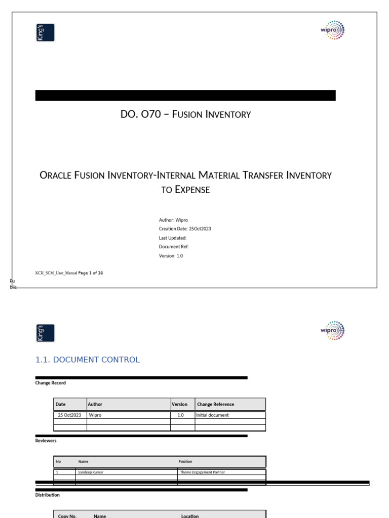 KCH_INV_Internal Material Transfer Inventory to Expense | PDF