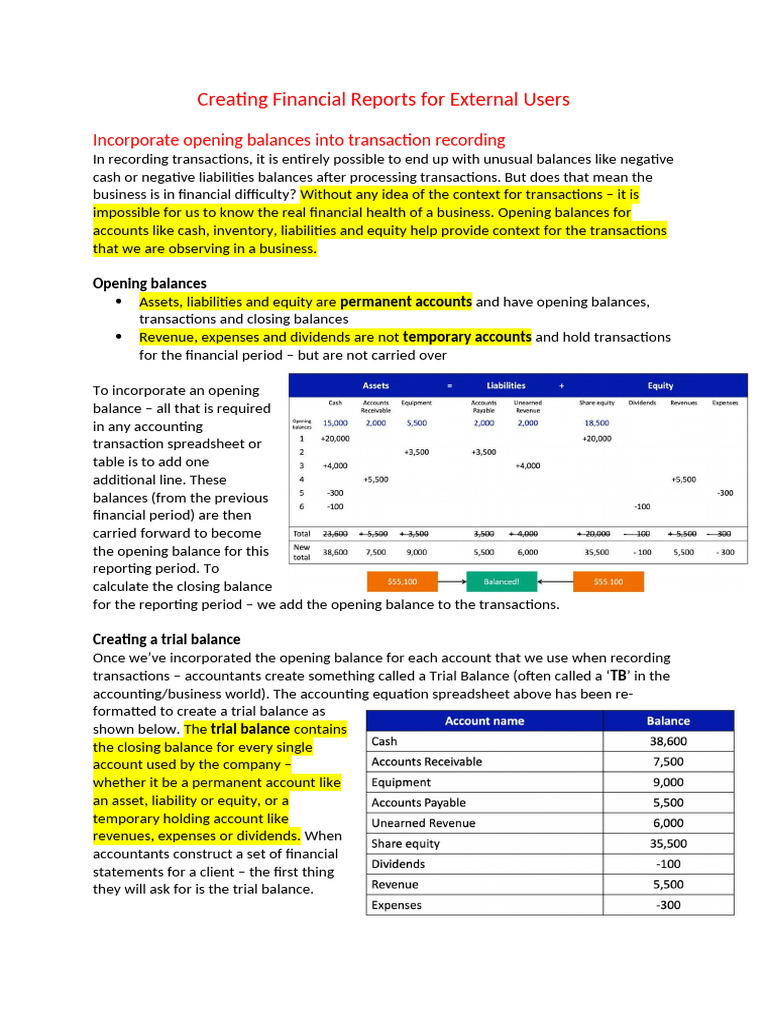 Creating Financial Reports for External Users | PDF