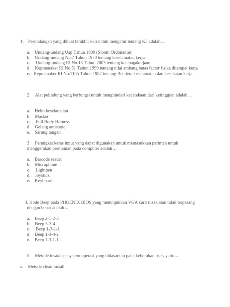 Soal NA TKJ Kelas 10 | PDF