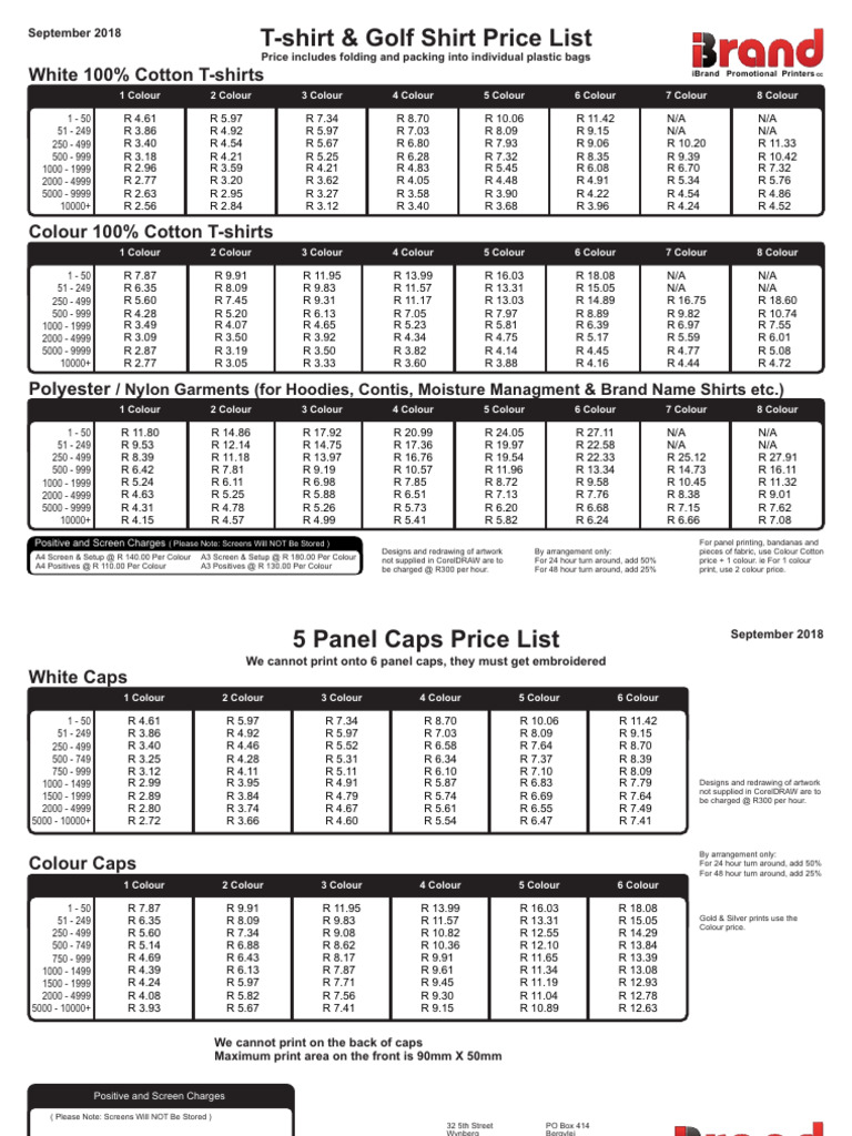 Ibrand Price List September 2018 | PDF