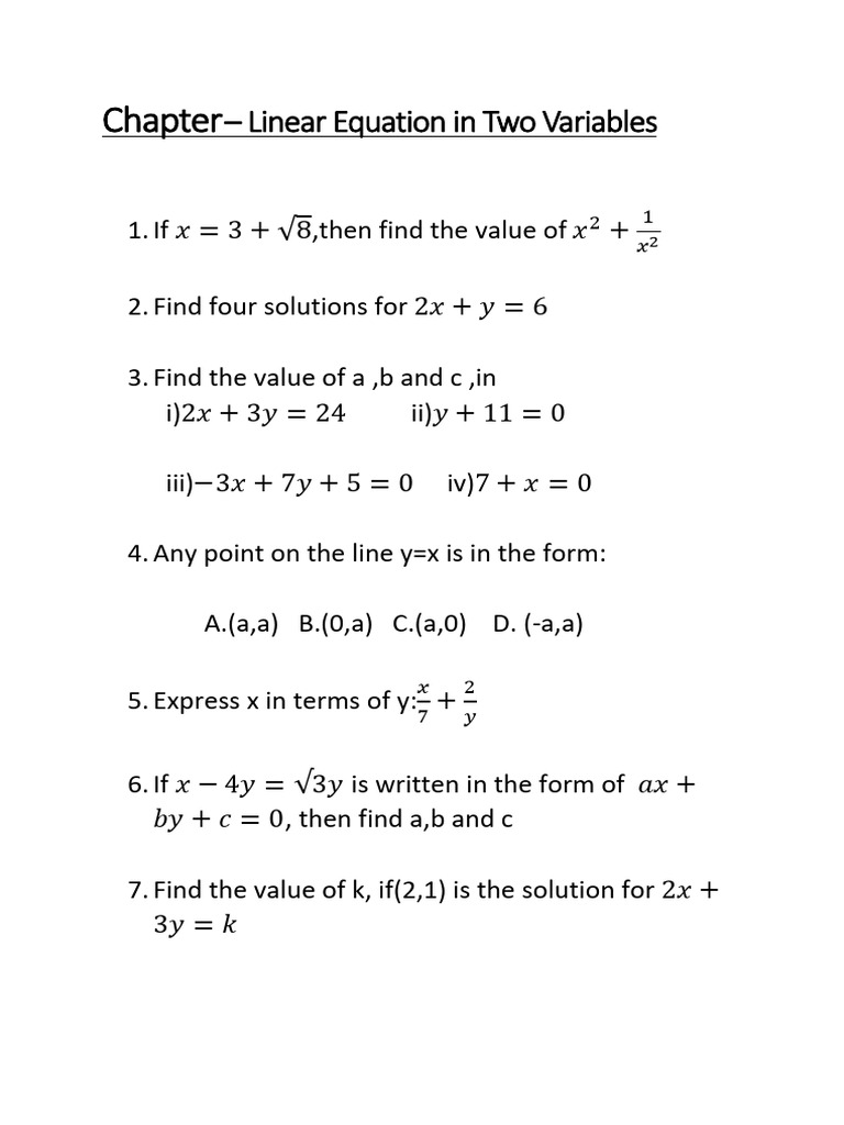 Linear Equations | PDF