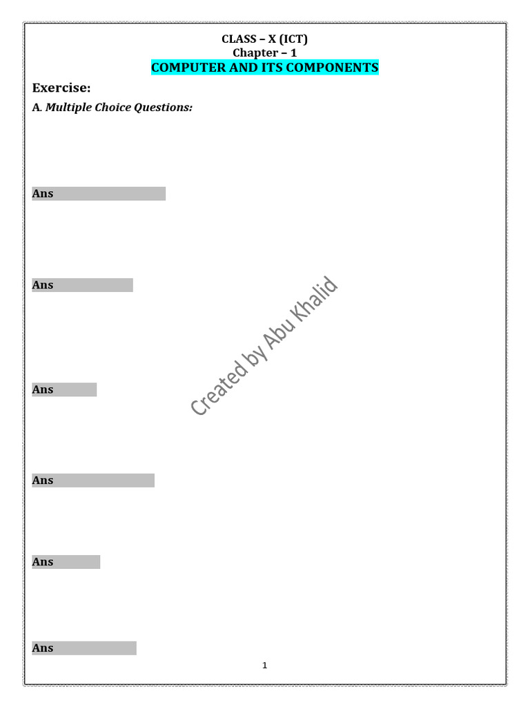 Chapter 1 COMPUTER AND ITS COMPONENTS-X | PDF | Computer Data Storage ...