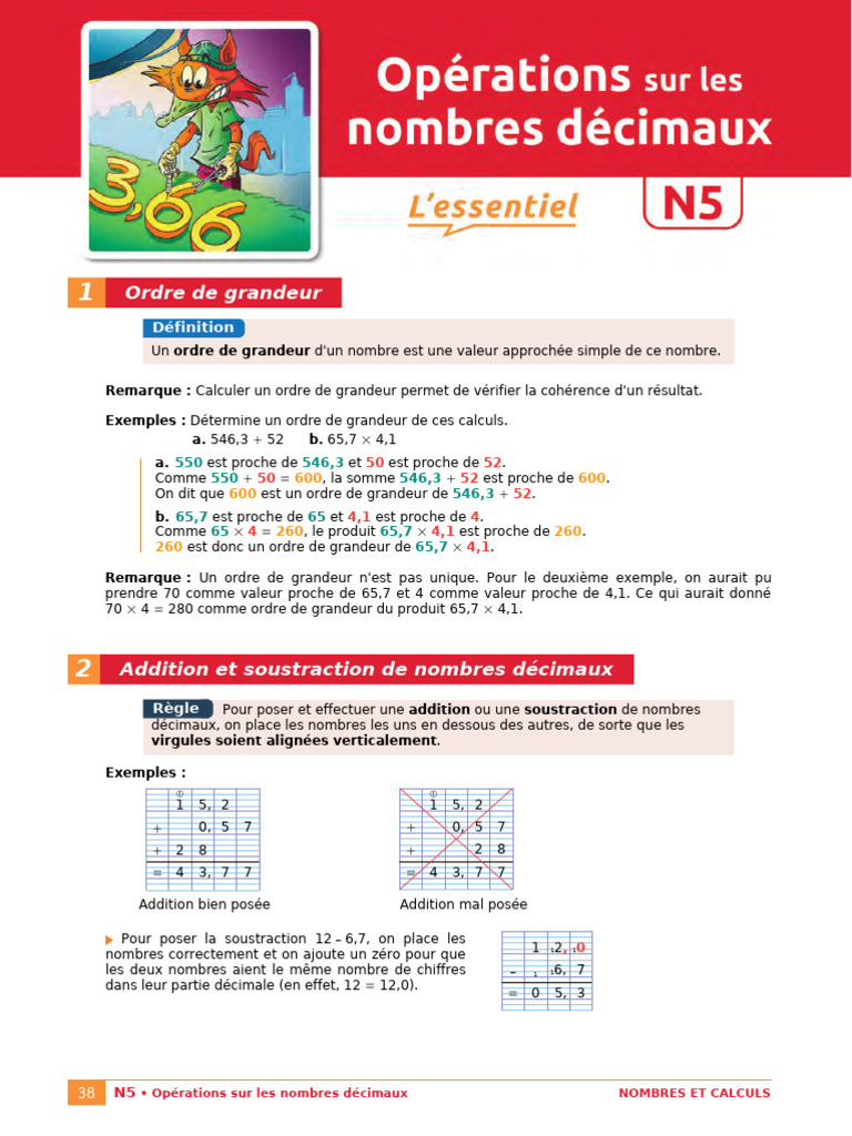 Cours Opérations Nombres Décimaux | PDF
