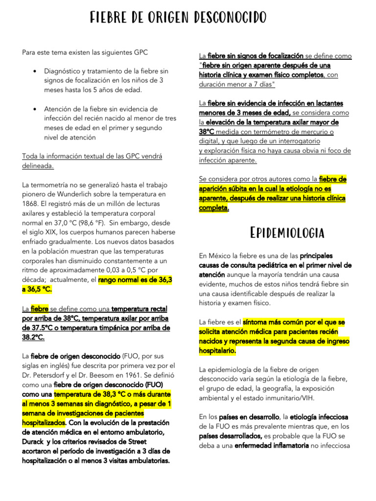 Fiebre de Origen Desconocido | PDF