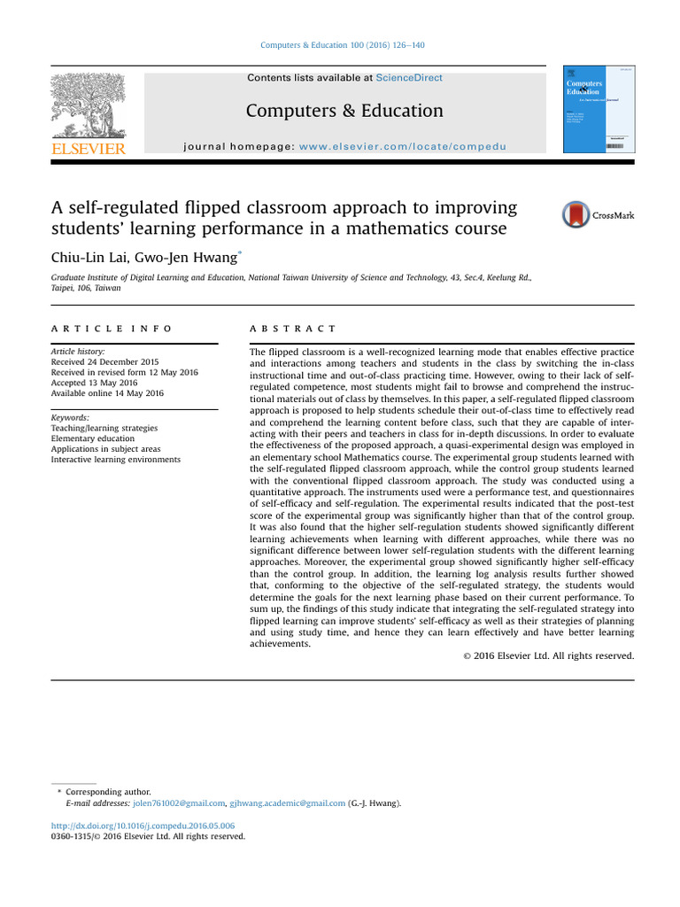 A Self Regulated Flipped Classroom Approach To Improving ST 2016 ...