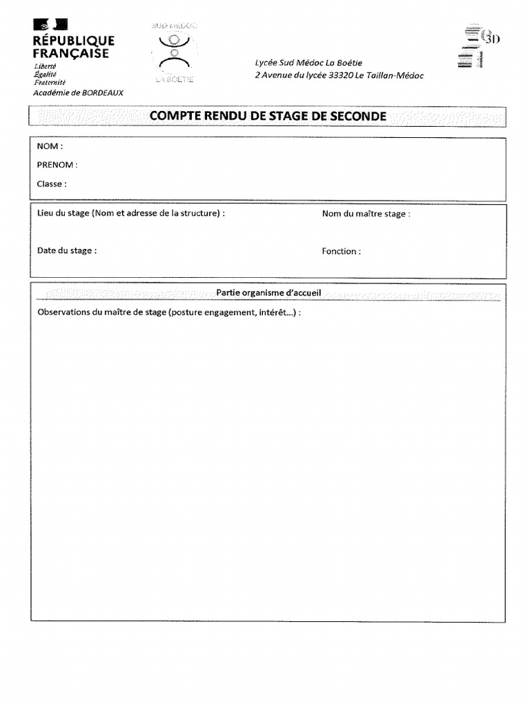 Compte Rendu Stage Seconde | PDF