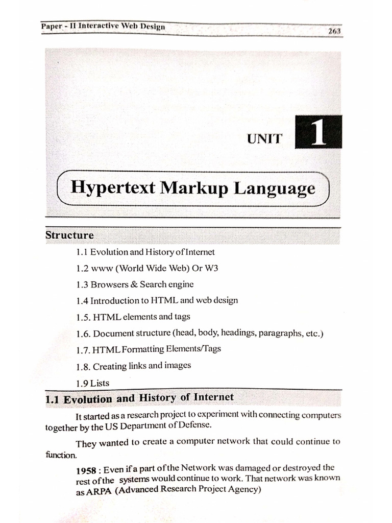 UNIT.1 - Hypertext Markup Language - ''Interactive Web Designing''. | PDF