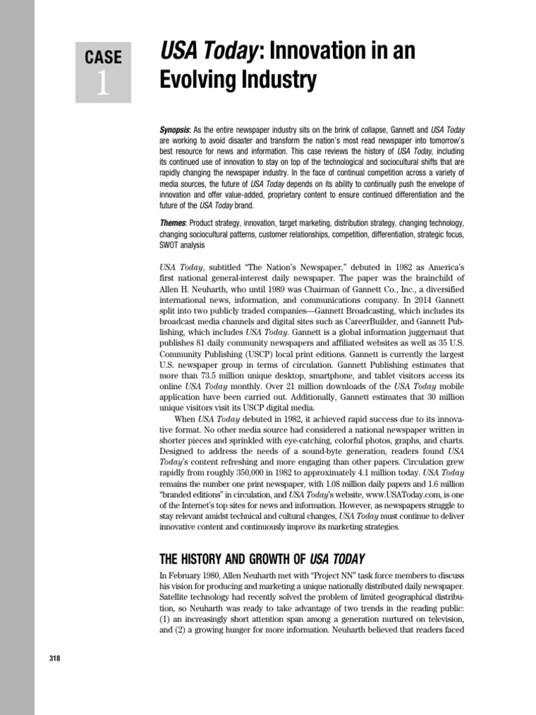 Case 1 - USA Today Innovation in An Evolving Industry | PDF ...
