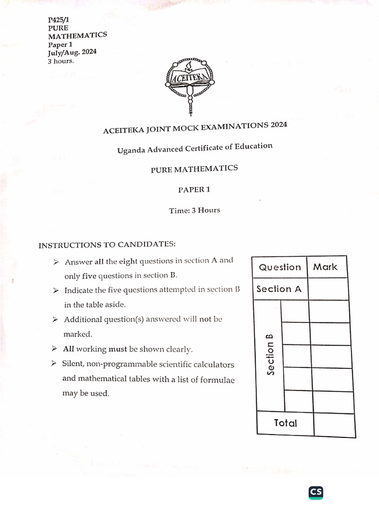 Aceiteka Mock 2024 Pure MTC-1 | PDF