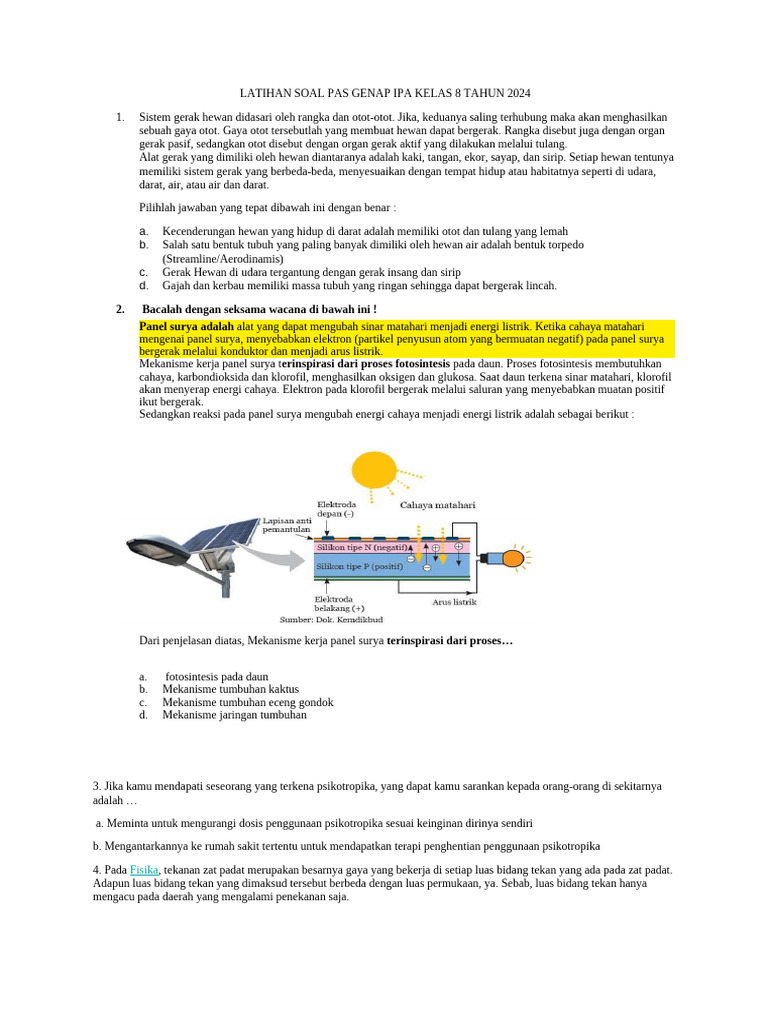 Latihan Soal Pas Genap Ipa Kelas 8 Tahun 2024 | PDF
