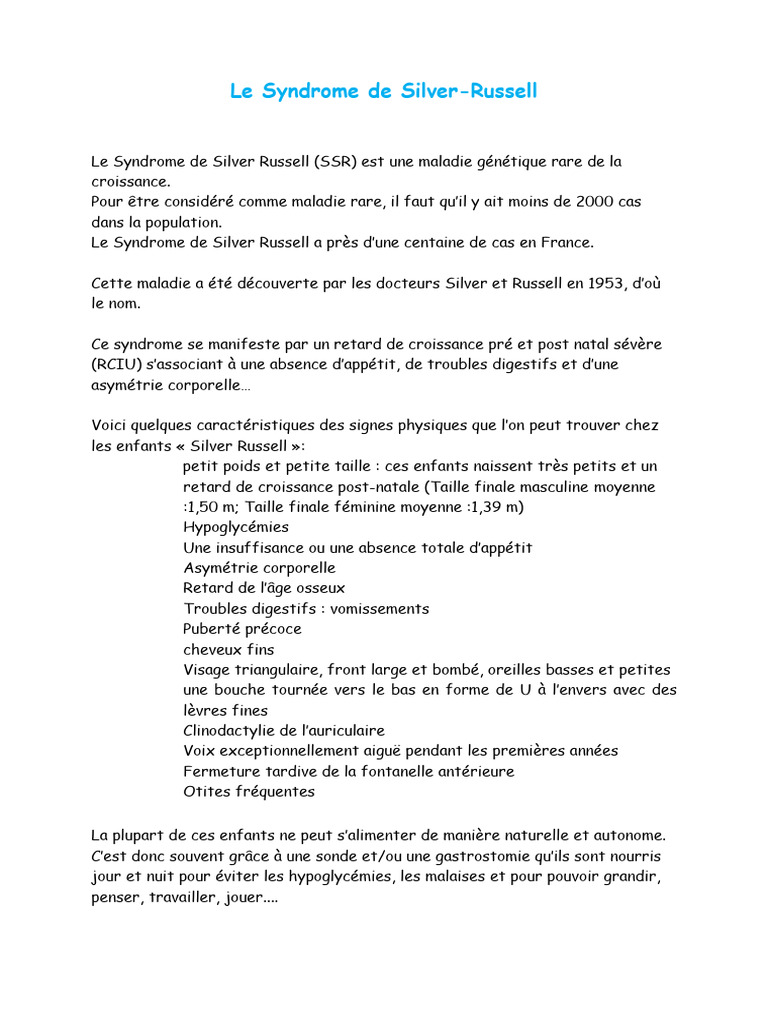 Le Syndrome de Silver-Russell | PDF