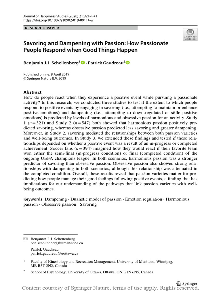 Savoring and Dampening with Passion | PDF