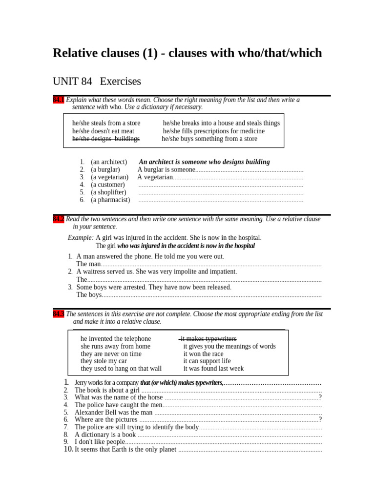 1. Relative clauses 1 | PDF