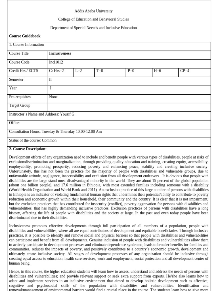 Inclusiveness course guideline | PDF