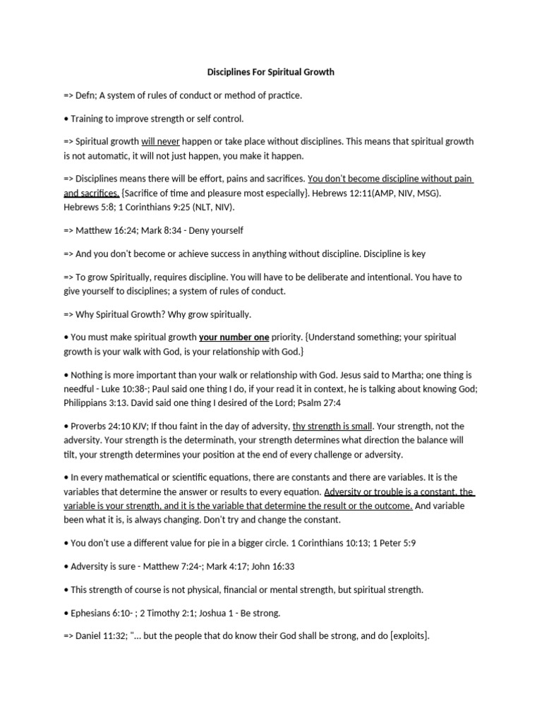 Spiritual Growth Through Discipline | PDF | Disciplines | Self-Improvement