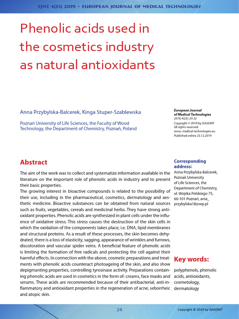 2019 - Phenolic Acids Used in The Cosmetic Industry As Natural ...