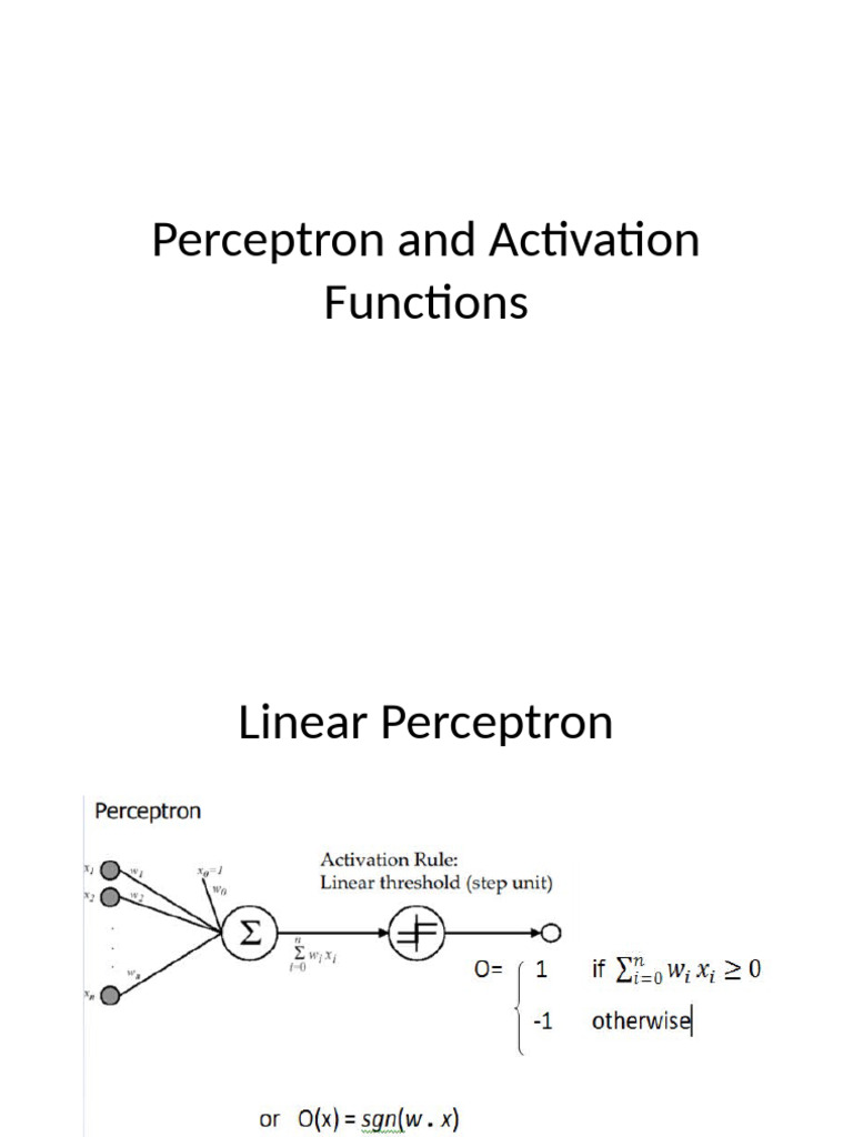 Perceptron and Activation Functions | PDF
