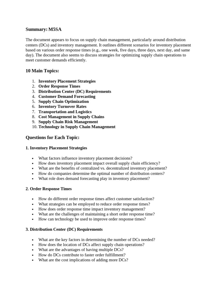 Module 5 Summar With Questions of 10main Topic - A, B, C Topic | PDF