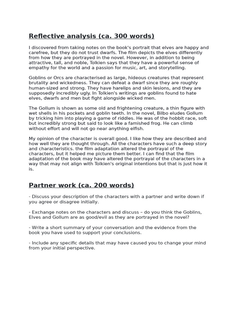 The Hobbit Ch. 3 - 5 Assignment-Abbloniasmac | PDF