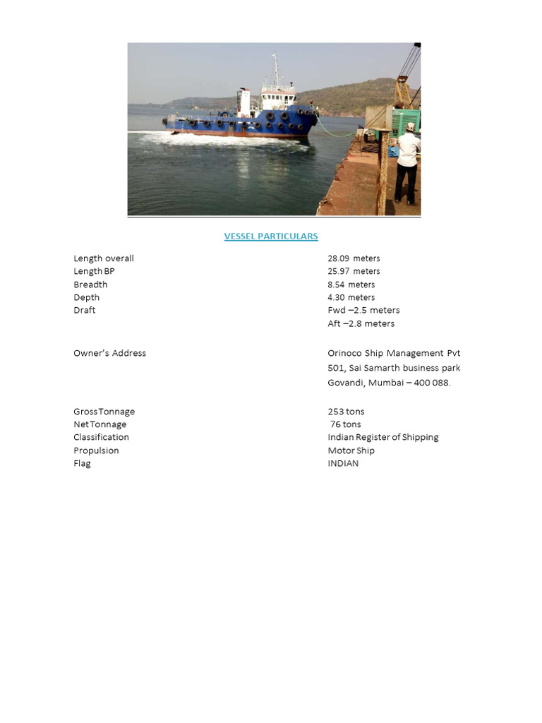 Vessel Particulars M. T. OCEAN SACHIEL. | PDF