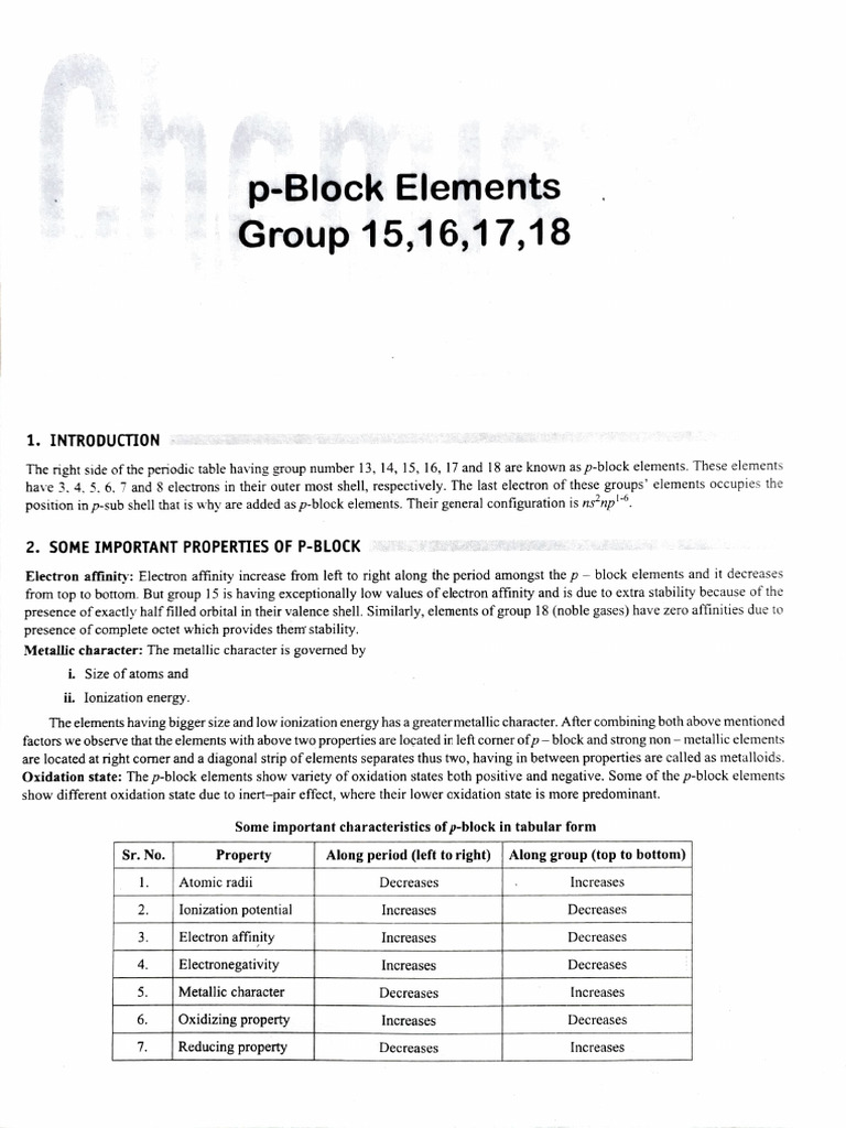XII - JEE - Study Material - Chemistry - 7 - P-Block Elements Group 15 ...