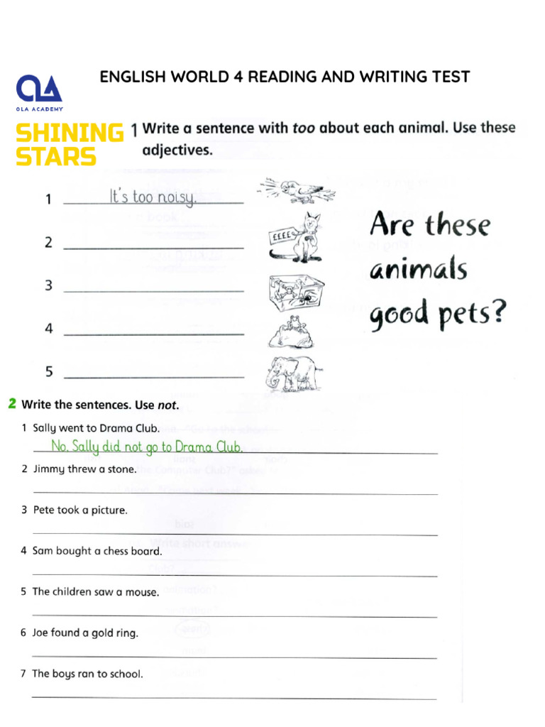 English World 4 Reading and Writing Test | PDF