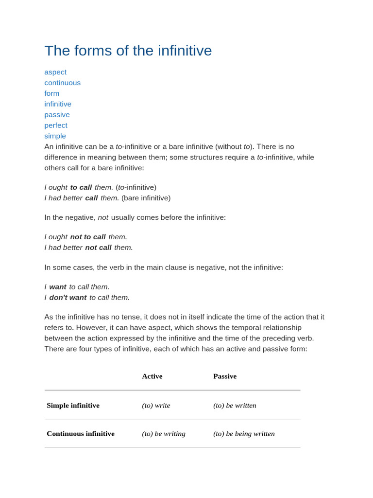 Infinitive | PDF