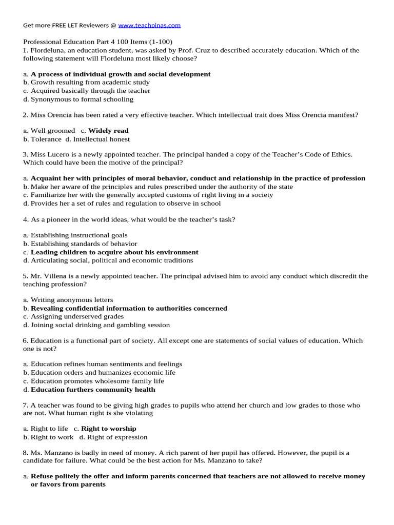 Part 4 Prof Ed | PDF