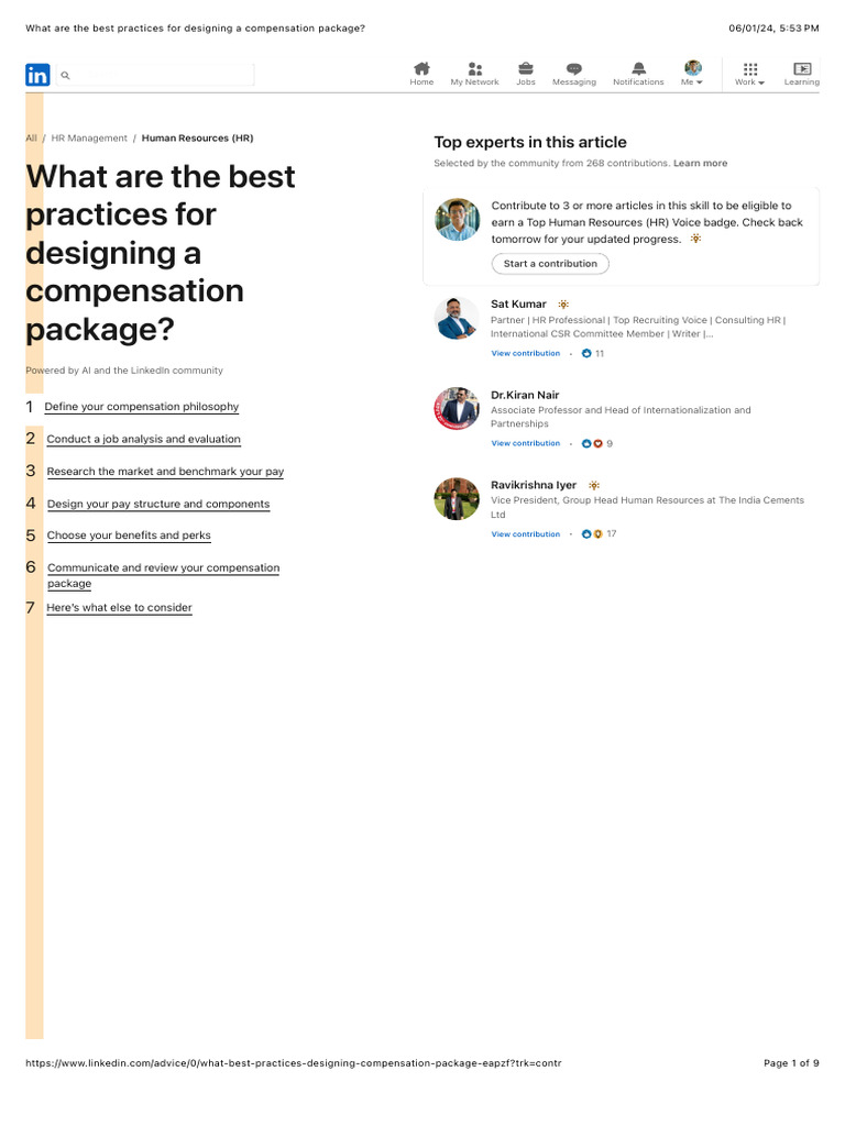 What are the best practices for designing a compensation package? | PDF