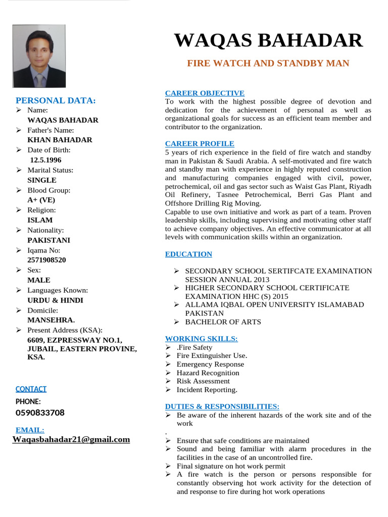 Waqas Cv Update | PDF