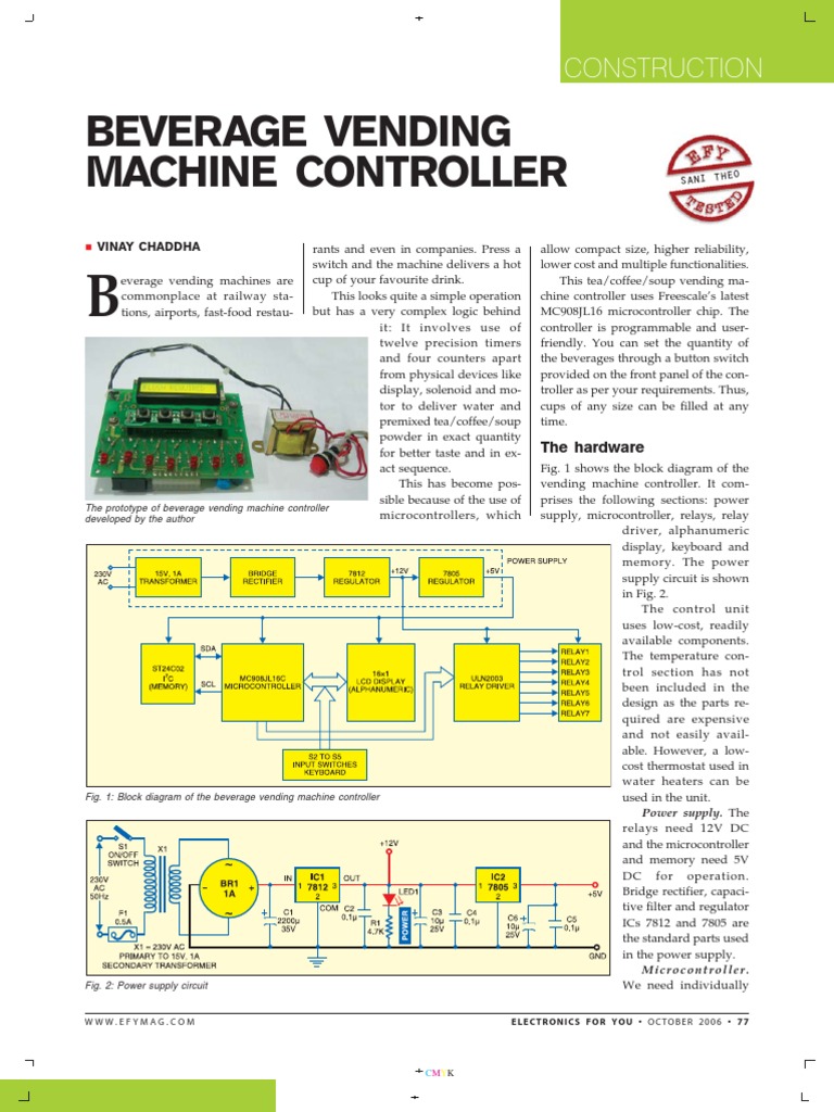 Oct 2006 - Beverage Vending Machine | PDF | Relay | Microcontroller