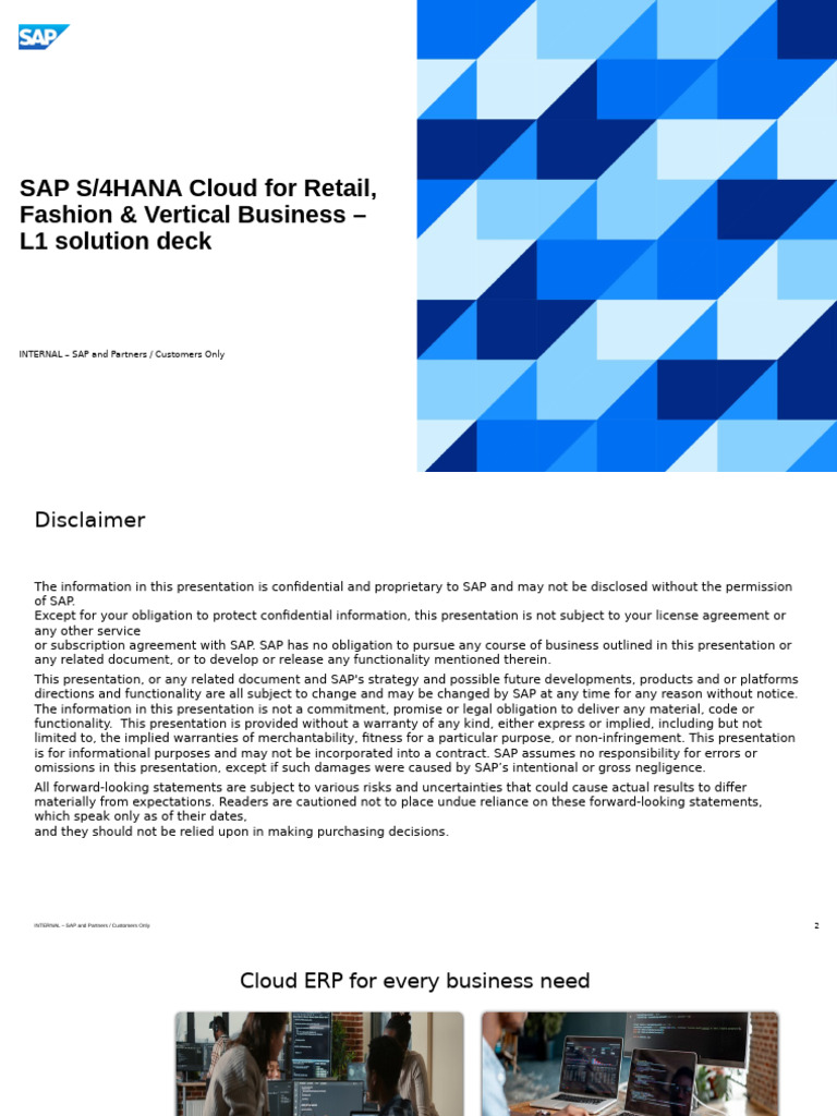 L1 Solution Deck For SAP S4 HANA Retail | PDF