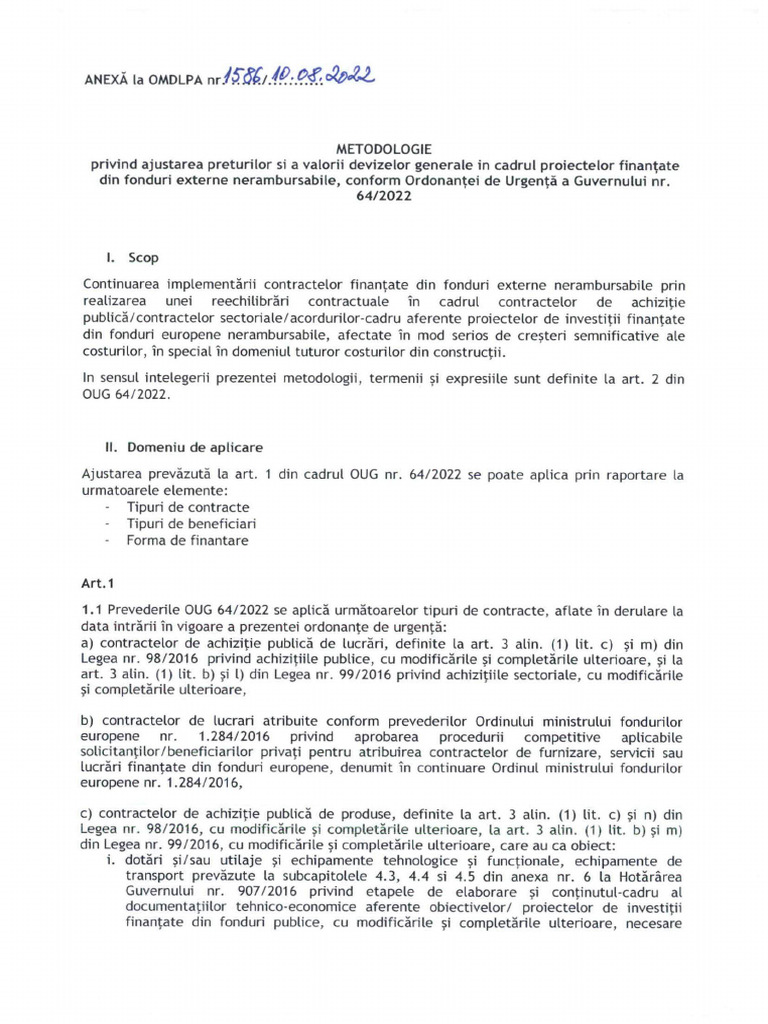 ANEXA Ordin 1586 - 2022 - Metodologia de Ajustare A Preturilor | PDF