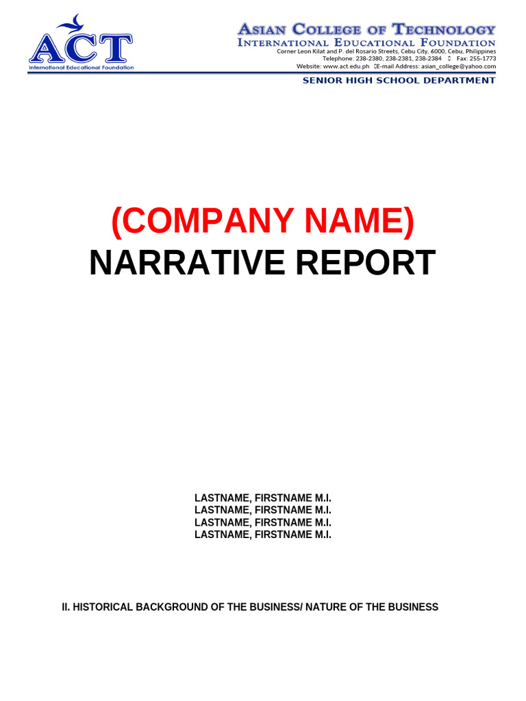 Narrative Report Format | PDF