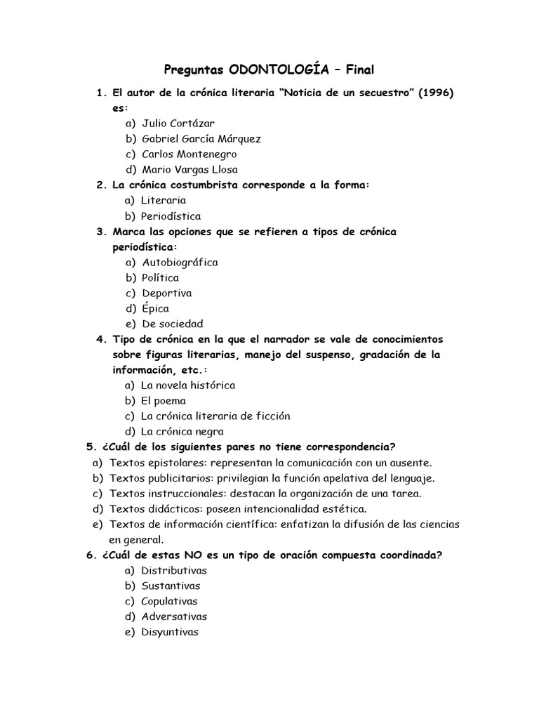 Lenguaje Odontología - Preguntas FINAL | PDF